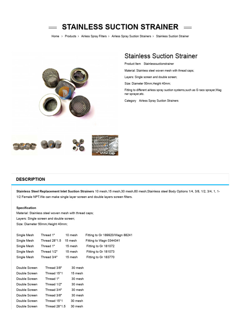 Double Screen - Thread 1 - 60 Mesh - Hifilters | PDF | Stainless Steel ...