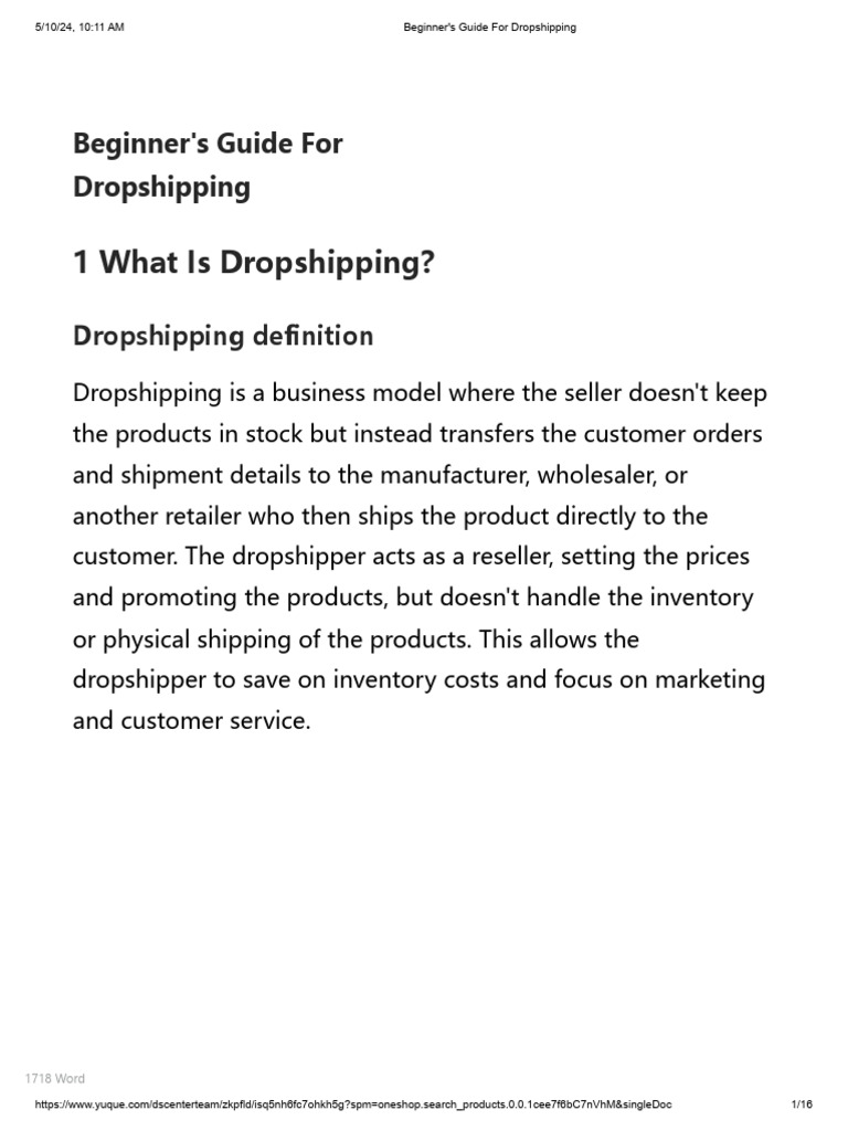 Beginner's Guide For Dropshipping | PDF | Marketing | Economies Beginner's Guide For Dropshipping | PDF | Marketing | Economies
