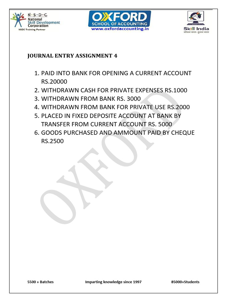 Journal Entry Assignment 4 | PDF | Finance & Money Management