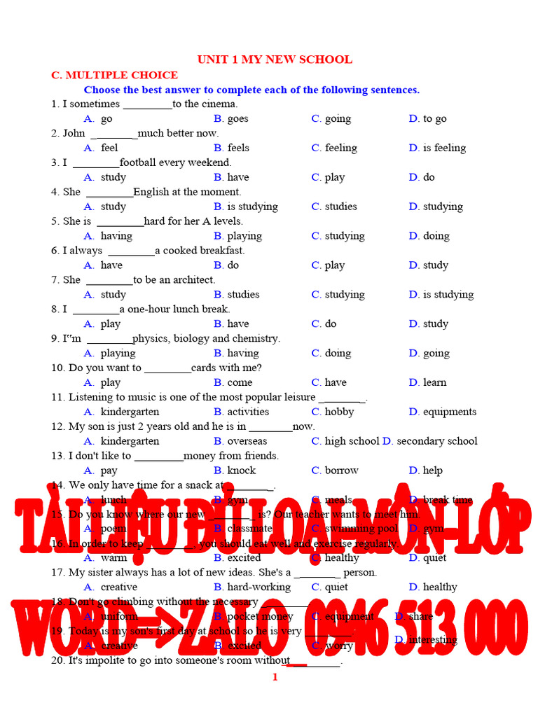 Multiple Choice E6 (Unit 1-6) | PDF | Kitchen Stove | Bedroom