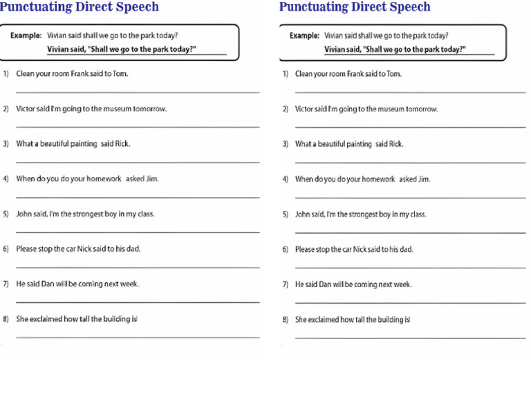 Punctuating Direct Speech | PDF
