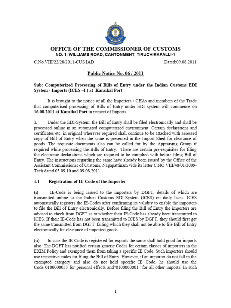 Import Document For Port | PDF | Debits And Credits | International Trade