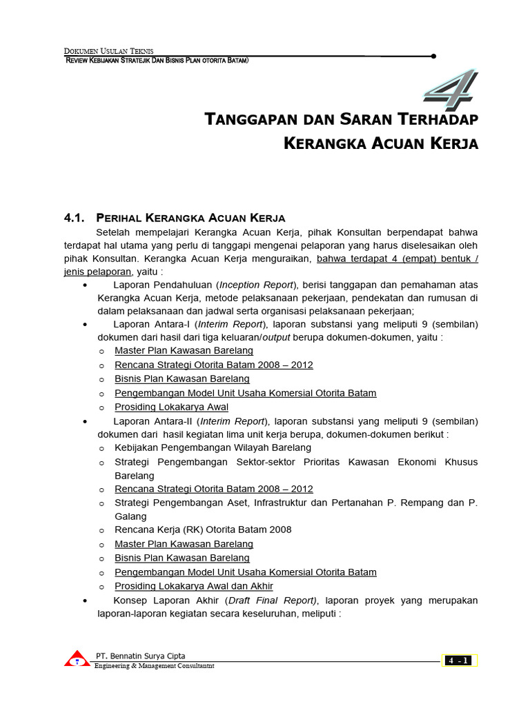 4-Tanggapan & Saran KAK | PDF | Bisnis | Pengelolaan Keuangan & Uang