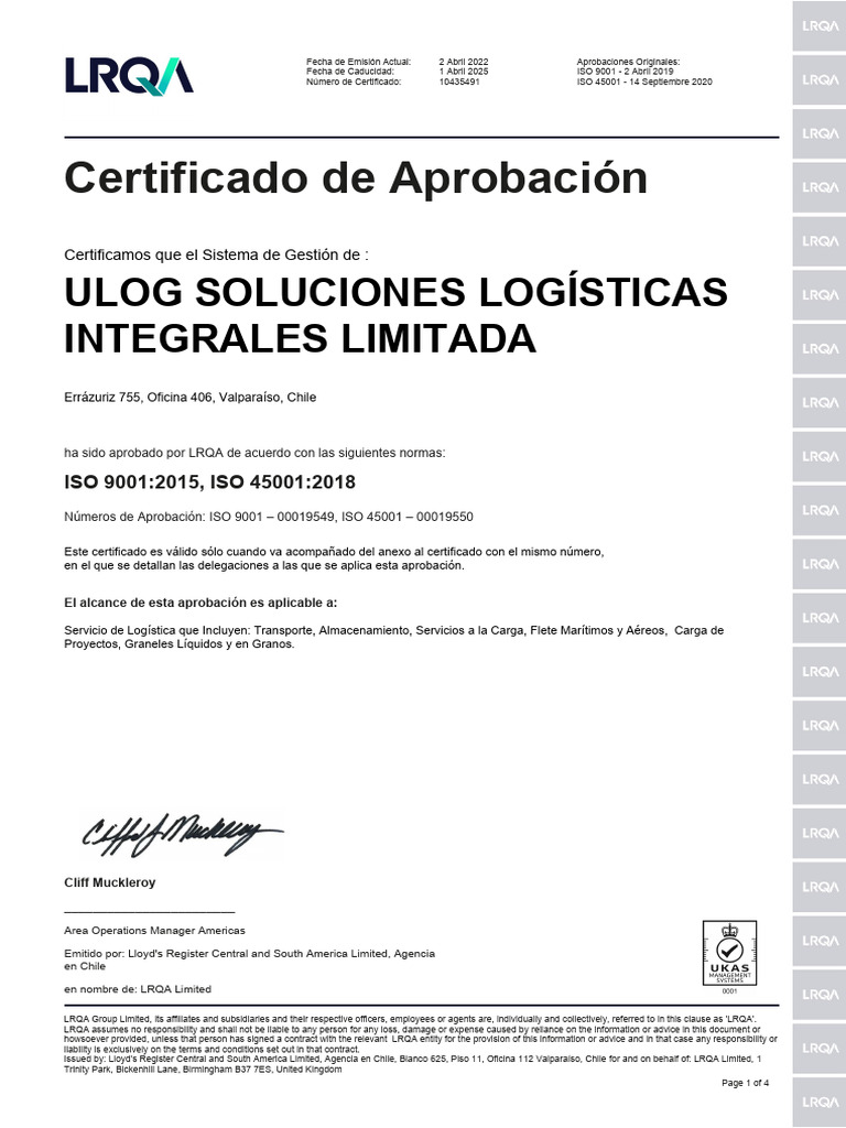 Certificaciones Ulog | PDF