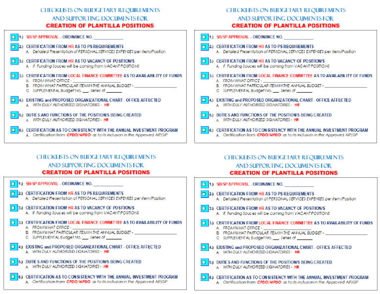 Checklist Creation of Plantilla Position | PDF
