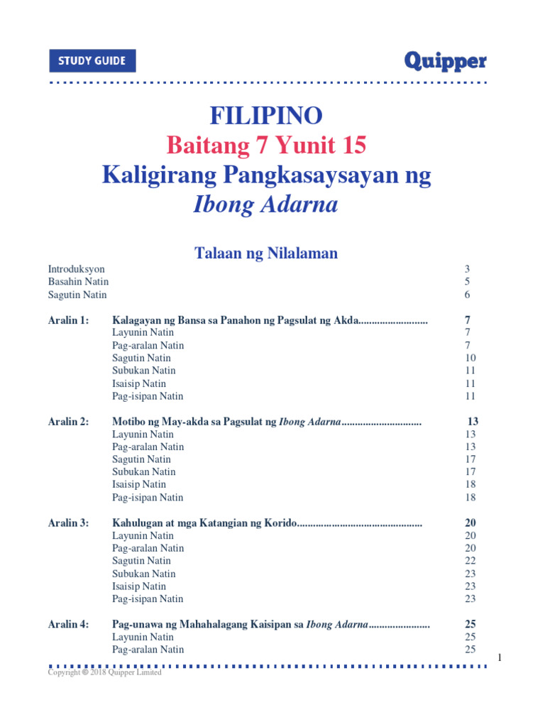 QS FIL7 U15 Study Guide | PDF