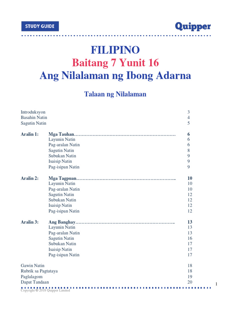 QS FIL7 U16 Study Guide | PDF