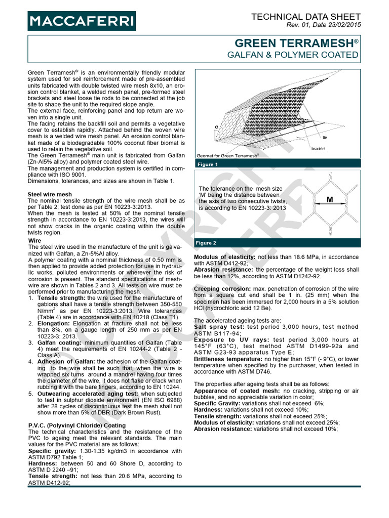TDS-PH-Green Terramesh Galfan+PVC 2019 | PDF | Corrosion | Building Engineering