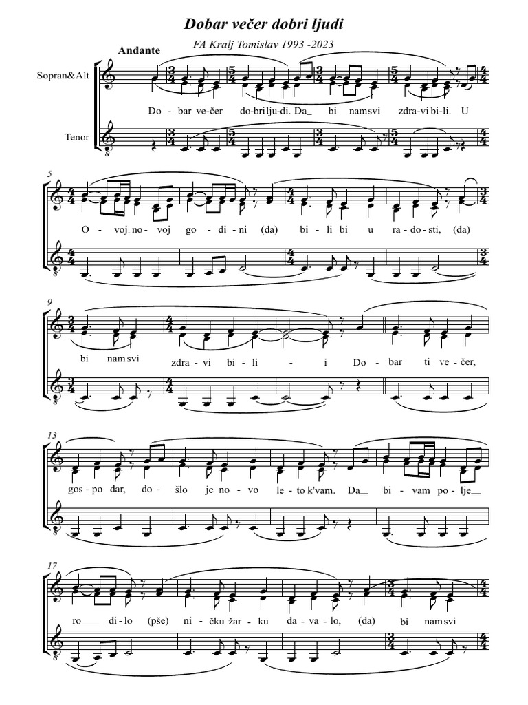 Dobar Vecer Dobri Ljudi - Full Score | PDF