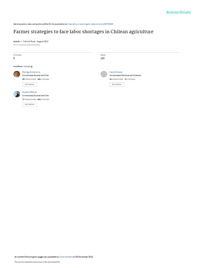 Farmer Strategies To Face Labor Shortages in Chile | PDF | Labour ...