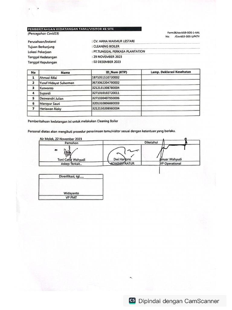 Form 06 Hana Makmur Lestari | PDF