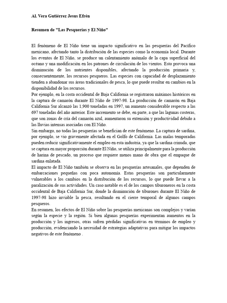 Las Pesquerias y El Niño | PDF | Pesquería | Geografía Física