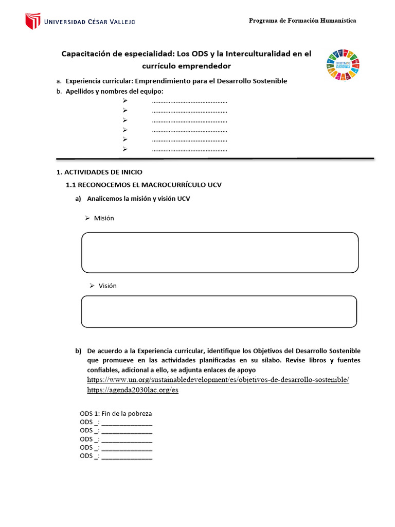Matriz de ODS en el currículo | Descargar gratis PDF | Desarrollo internacional | Entorno natural