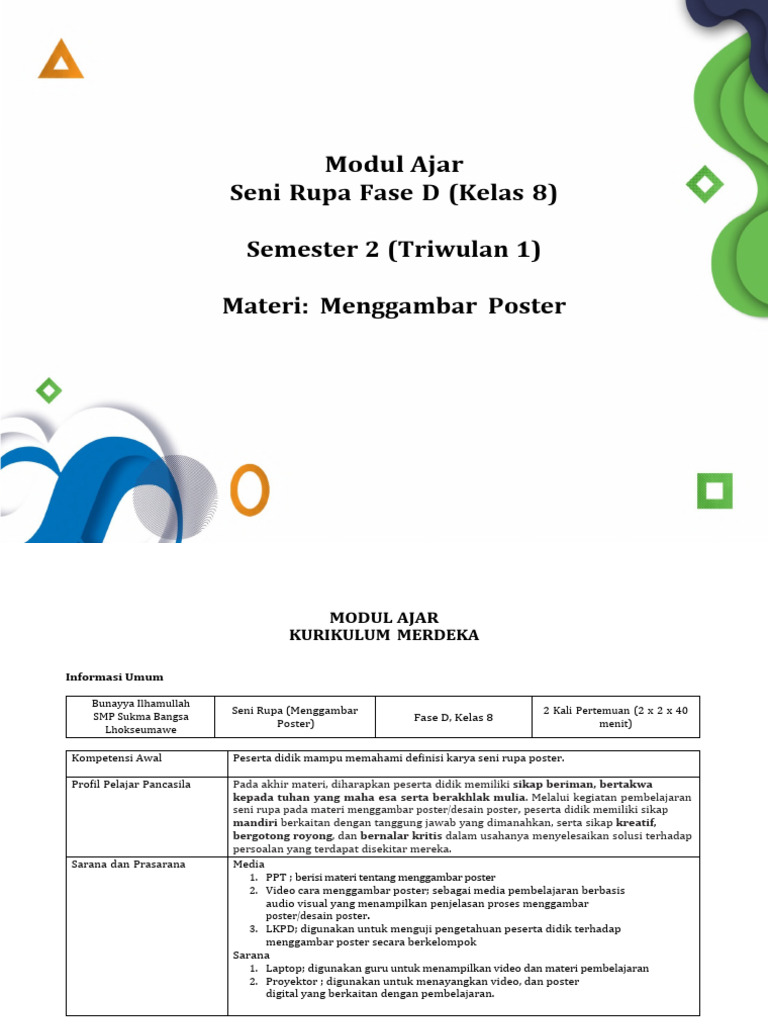 Modul Ajar Asli 2 | PDF | Karier & Perkembangan | Seni