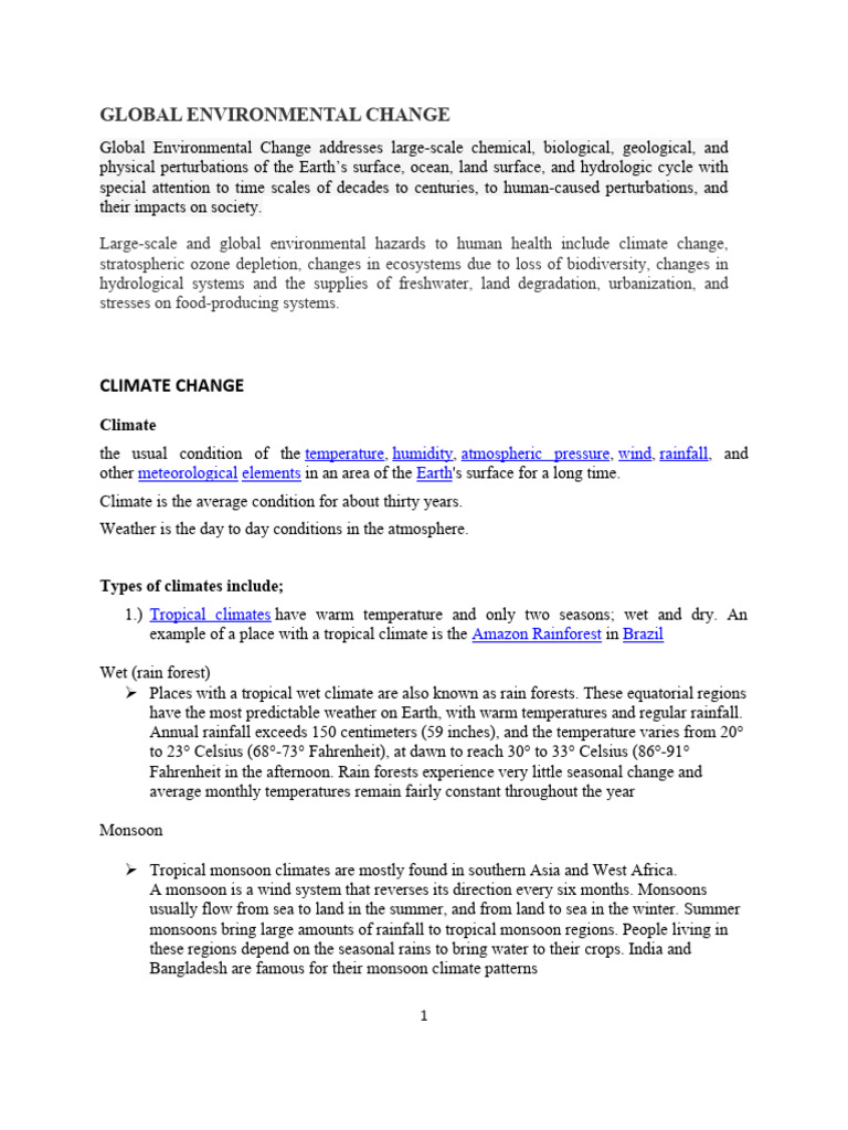 Climate Change Notes I | PDF | Climate Change | Greenhouse Gas