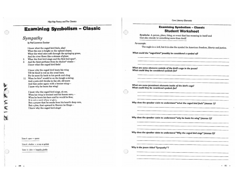 Symbolism in Poetry Worksheet | PDF