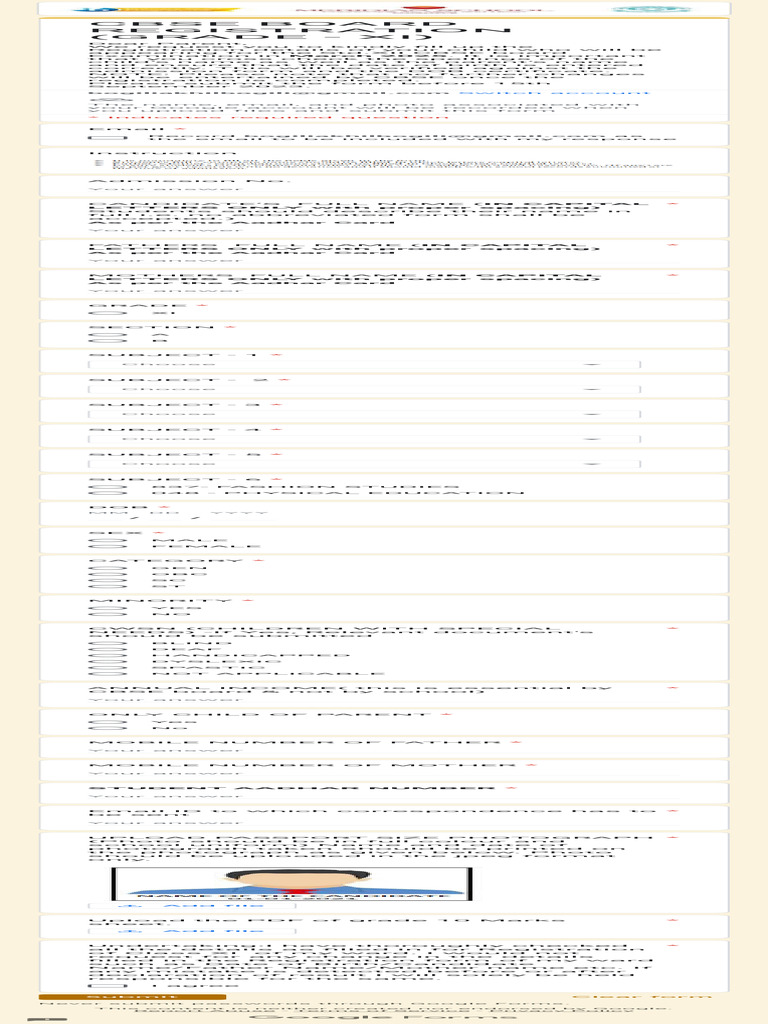 CBSE Class XI Registration Form | PDF