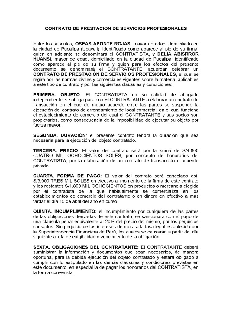 Contrato Prestacion de Servicios Persona Natural Comerciante | PDF | Comercio | Economias