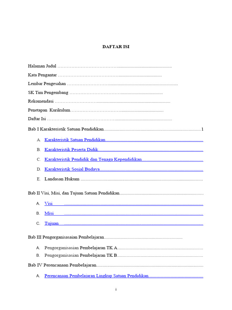 CONTOH DAFTAR ISI KOSP RATMI | PDF