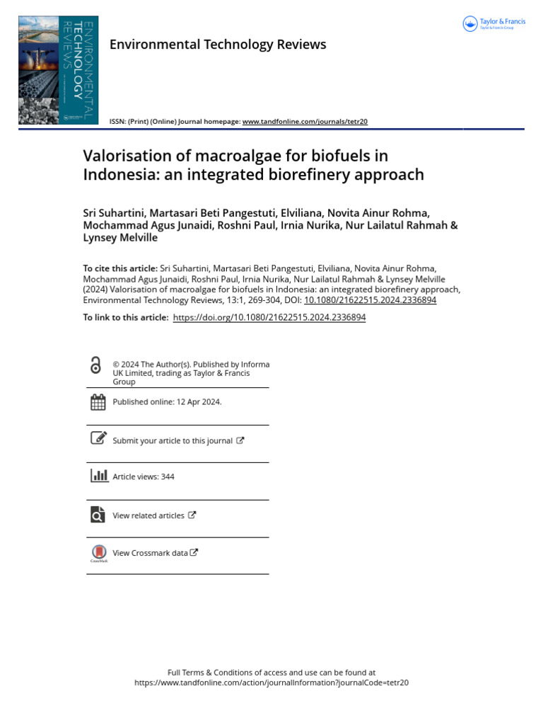Valorisation of Macroalgae For Biofuels in Indonesia An Integrated ...