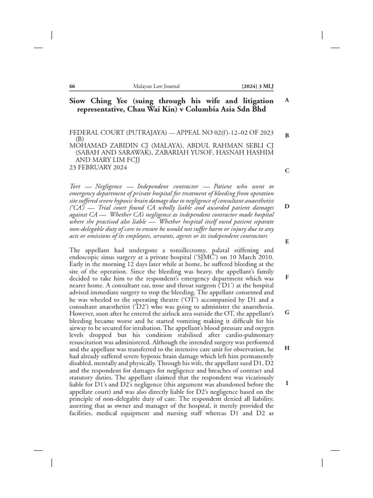 Siow Ching Yee (Suing Through His Wife and Litigation Representative ...