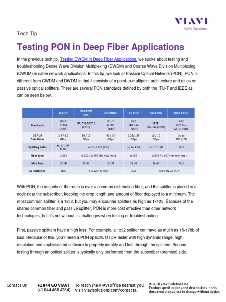 Quick Tech Tip Testing Pon Deep Fiber Applications Quick References en ...