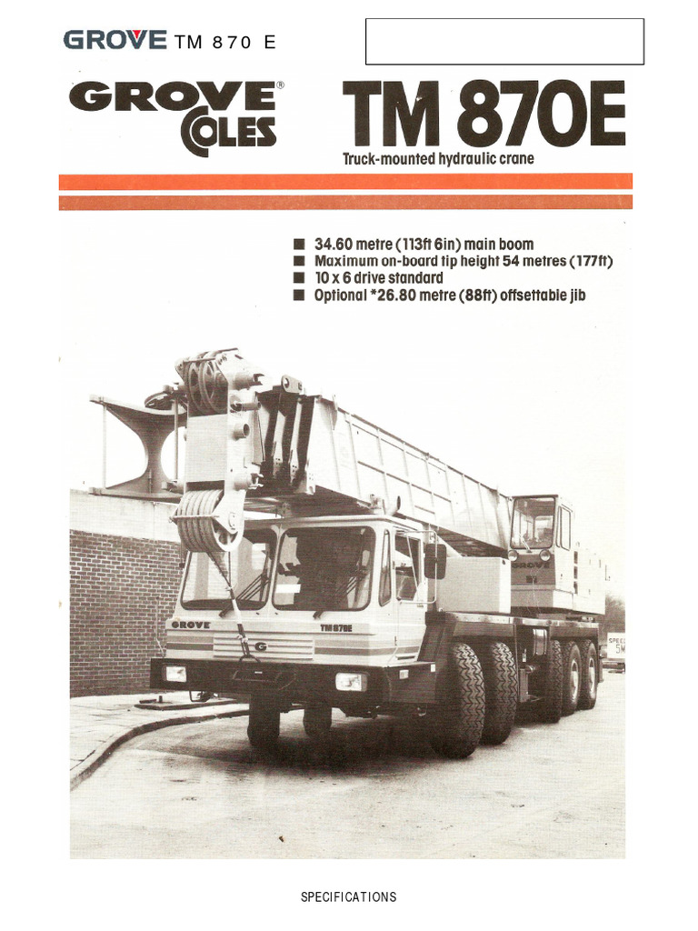 Grove TM 870 E Load Chart | PDF | Crane (Machine) | Transportation ...
