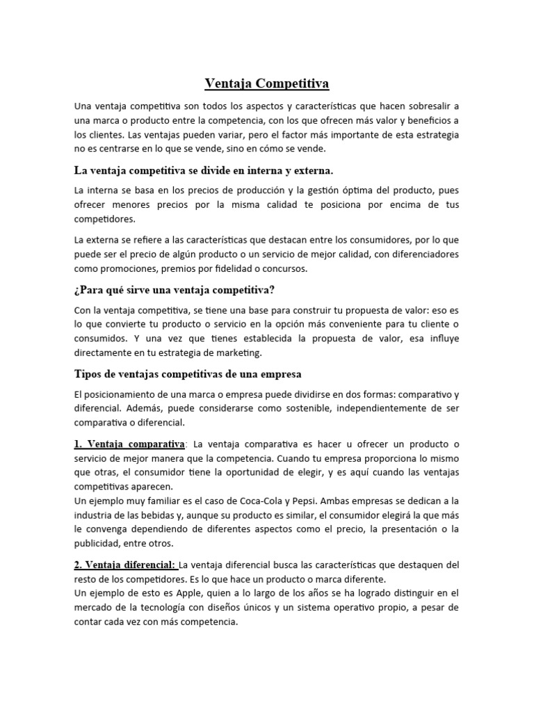 Ventaja Competitiva | PDF | Ventaja comparativa | Business