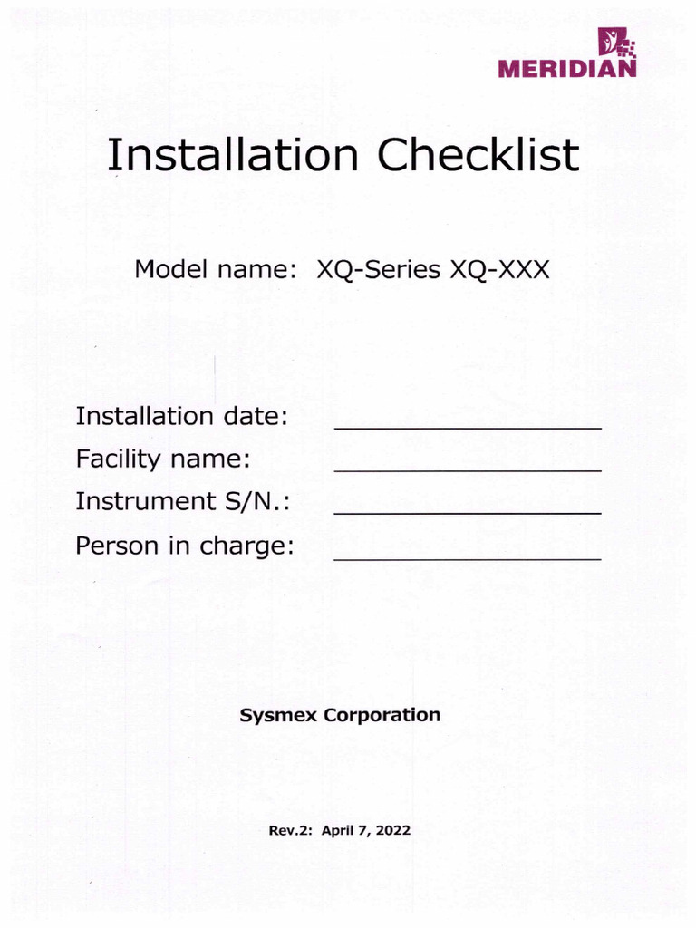 XQ Installation Checklist | PDF