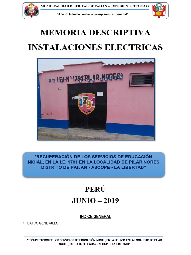 Memoria Descriptiva Inst. Electricas Pilar Nores | PDF | Aislador (Electricidad) | Electricidad