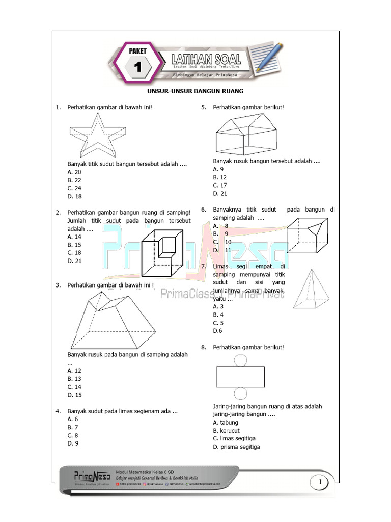 Mat Bab 16 Latihan Soal Unsur-unsur Bangun Ruang | PDF