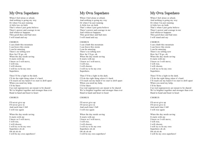 My Own Superhero | PDF