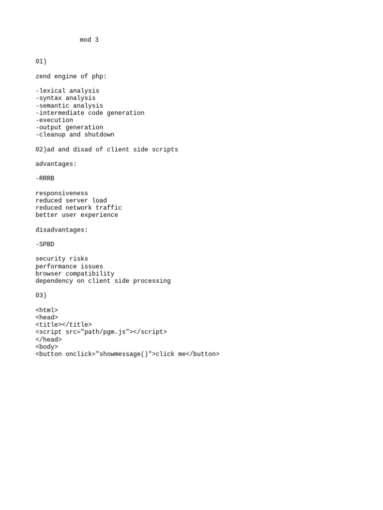 PHP Zend Engine Overview and Client-Side Scripts | PDF