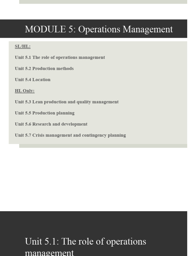 BM Unit 5.1 The Role of Operations Management | PDF | Sustainability ...
