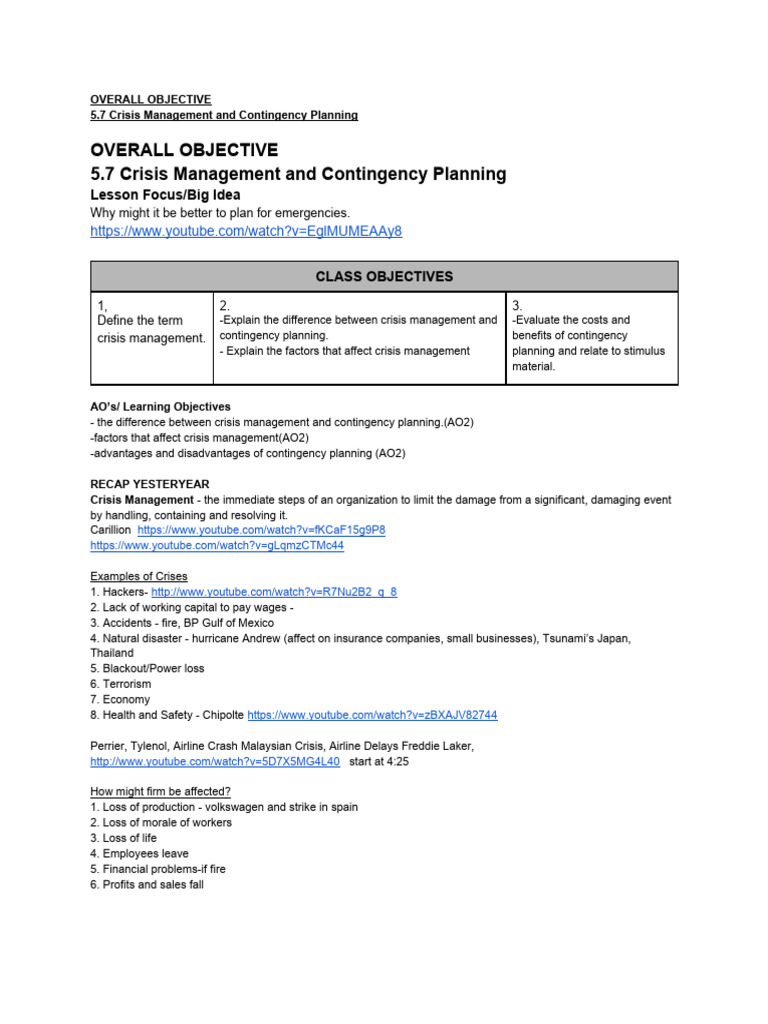 5.7 Crisis Management and Contingency Planning | PDF | Crisis ...