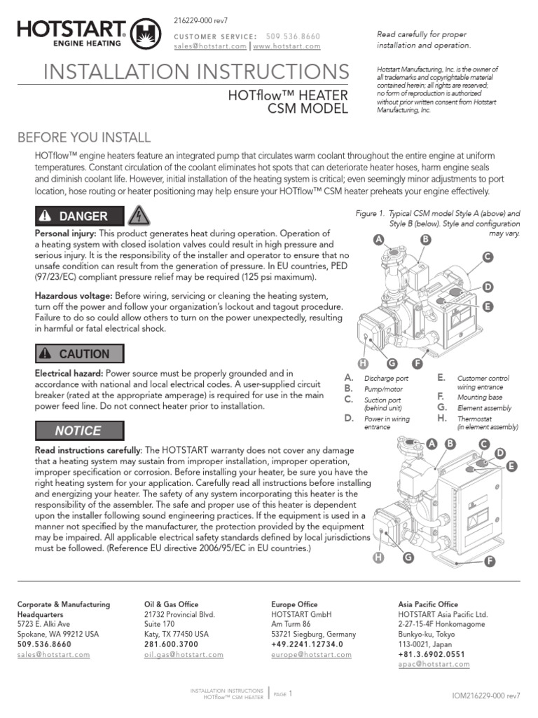 Manual CSM Engine Heater EN | PDF | Thermostat | Manufactured Goods
