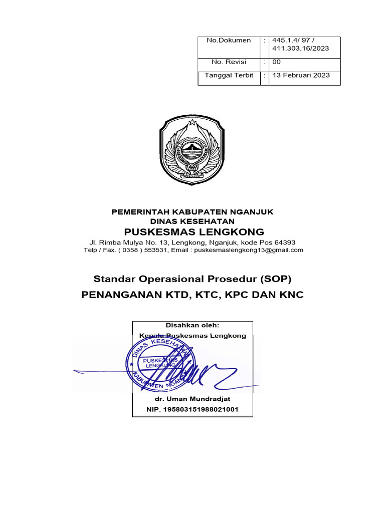 5.4.1 Sop Penanganan KTD, KTC, KPC, Dan KNC | PDF | Sains & Matematika
