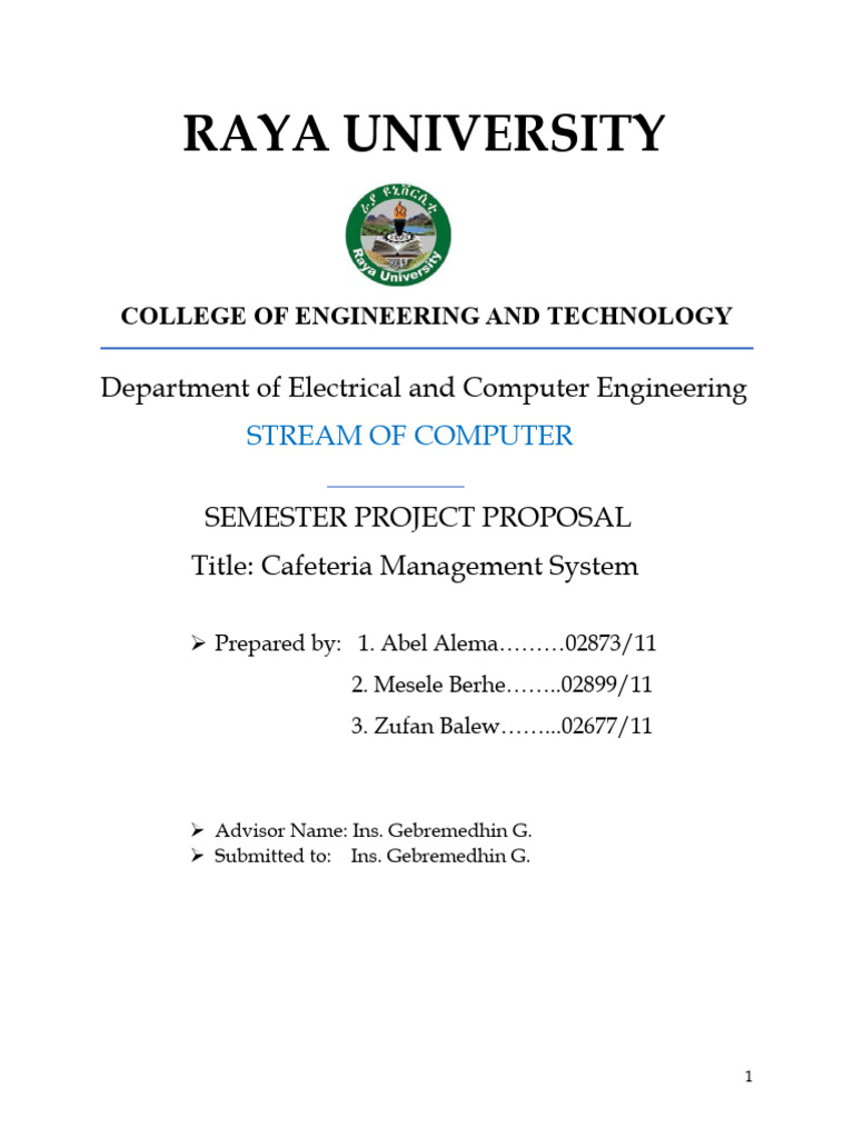 ECE Cafeteria Management System Proposal (Autosaved) | Download Free ...