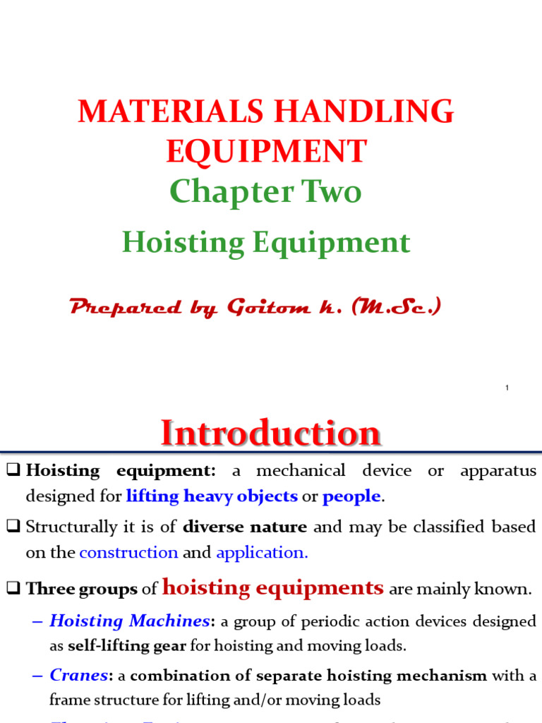 Hoisting Equipments New Edited | PDF | Crane (Machine) | Gear