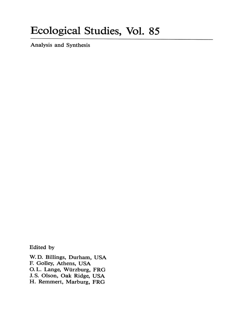 Ecological Studies, Vol. 85: Analysis and Synthesis | PDF | Forests | Trees