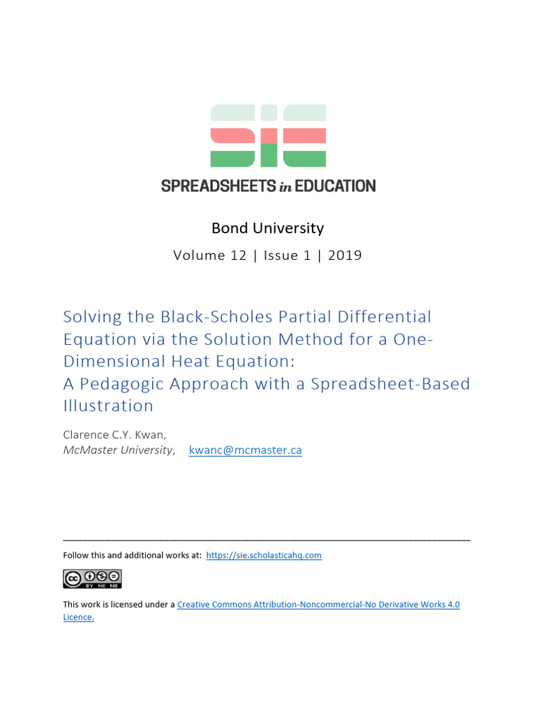 Solving The Black Scholes Partial Differential Equation Via The ...