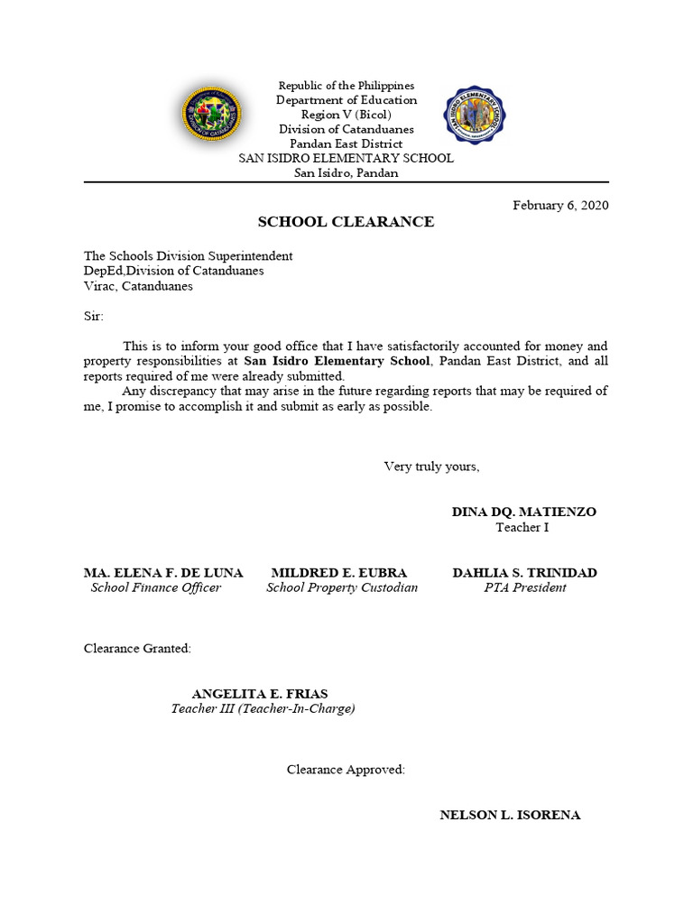 School Clearance | PDF | Philippines | Government