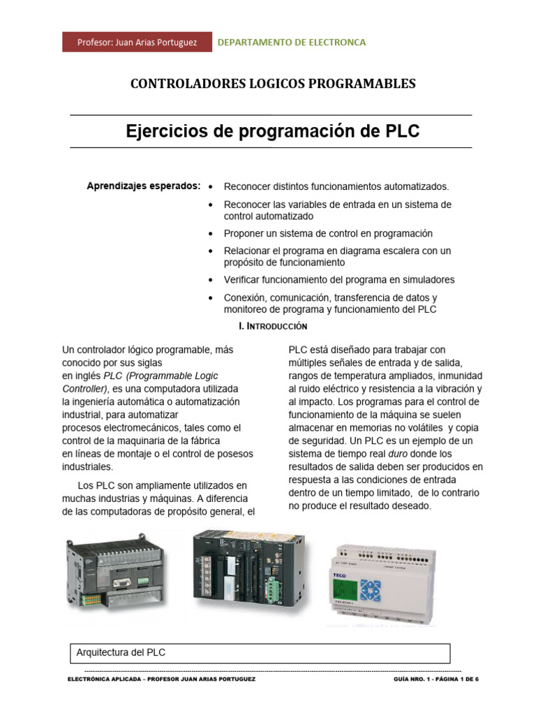Ejercicios de Programación de PLC | PDF | Controlador lógico programable | Ingeniería Informática