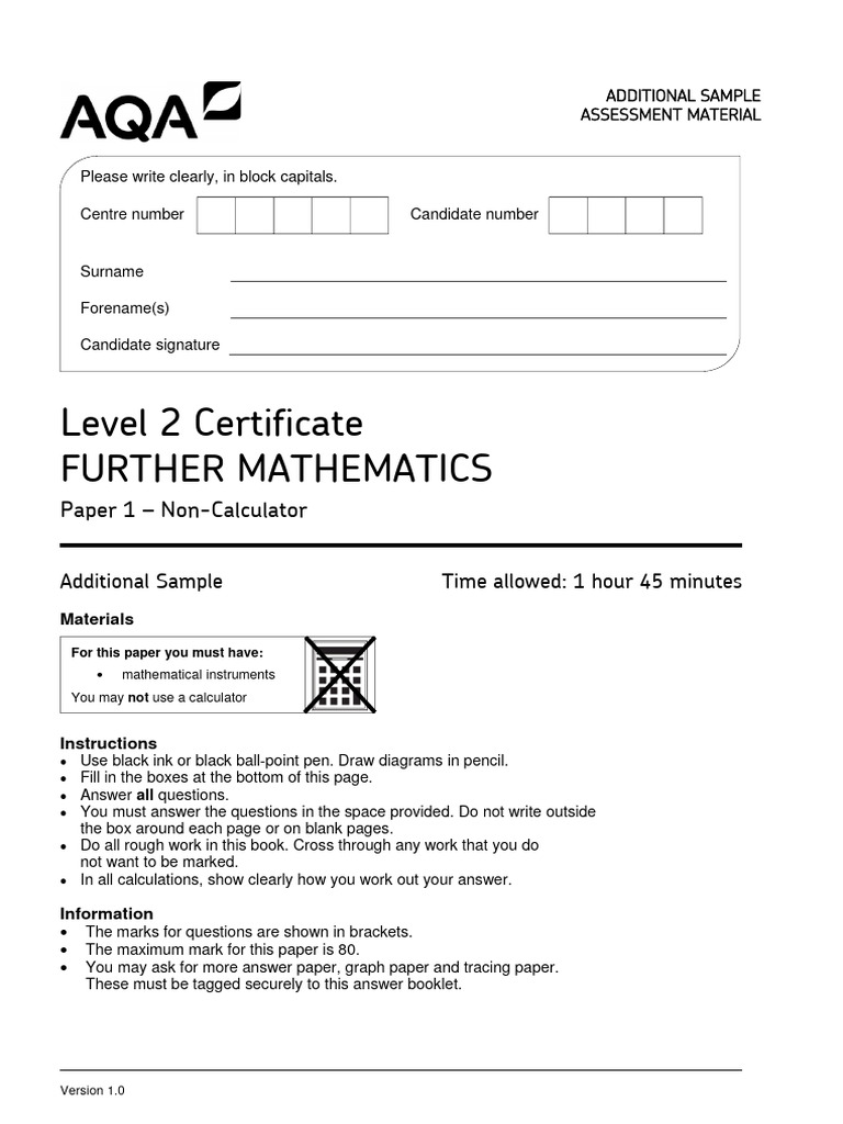 Practice Paper 1 (Non-Calc) | PDF | Mathematics