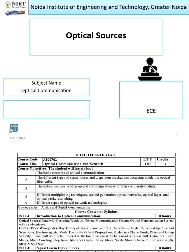 Optical Communication: LED Fundamentals | PDF | Band Gap | Energy Level