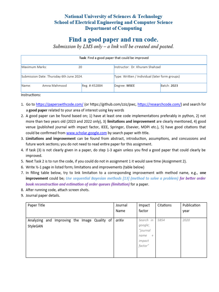 FP Task 1 Find Good Paper and Run Code | PDF | Computer Science ...