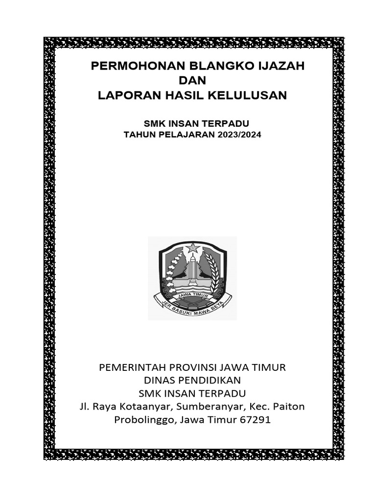 PERMHONAN BLANKO IJAZAH KELULUSAN 2024 CETAK | PDF