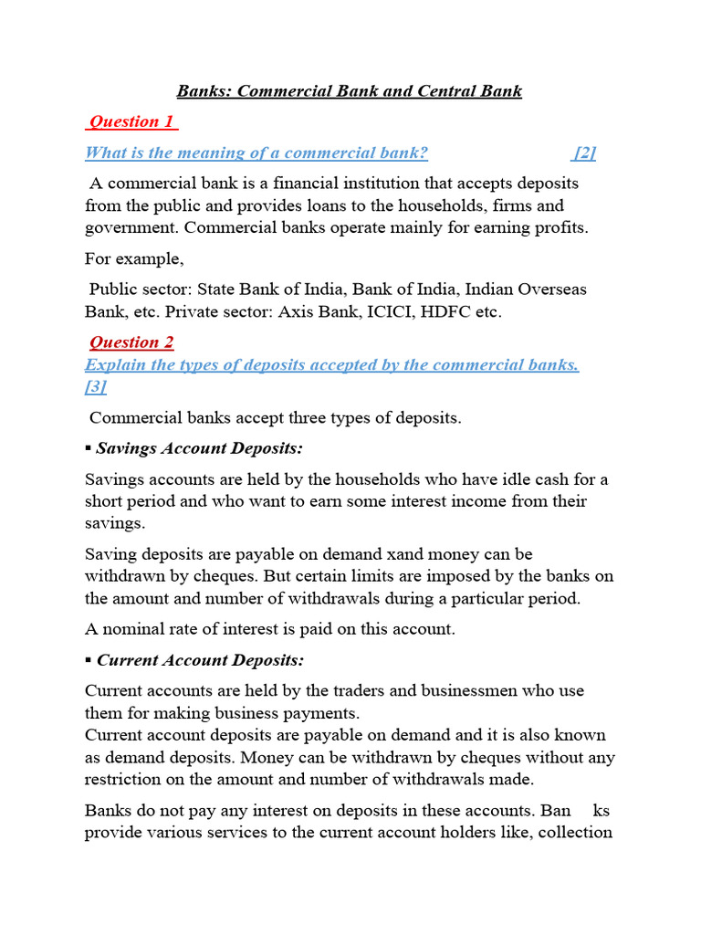 Commercial Bank and Central Bank | PDF | Banks | Deposit Account