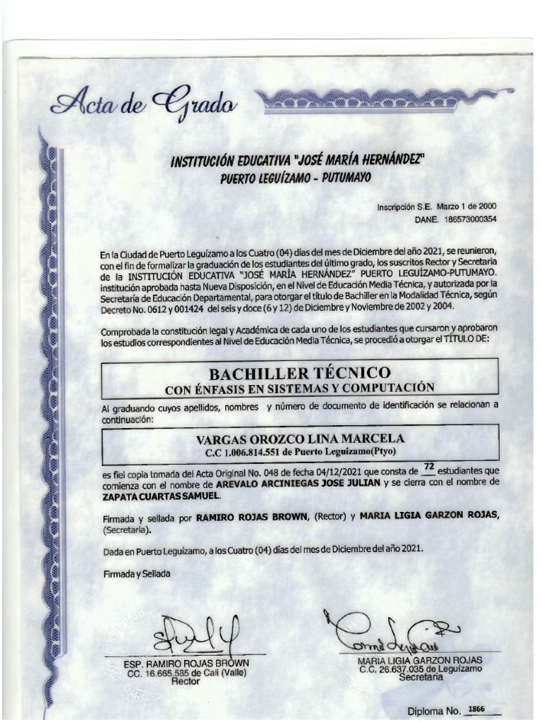 Acta de Grado de Bachiller | PDF