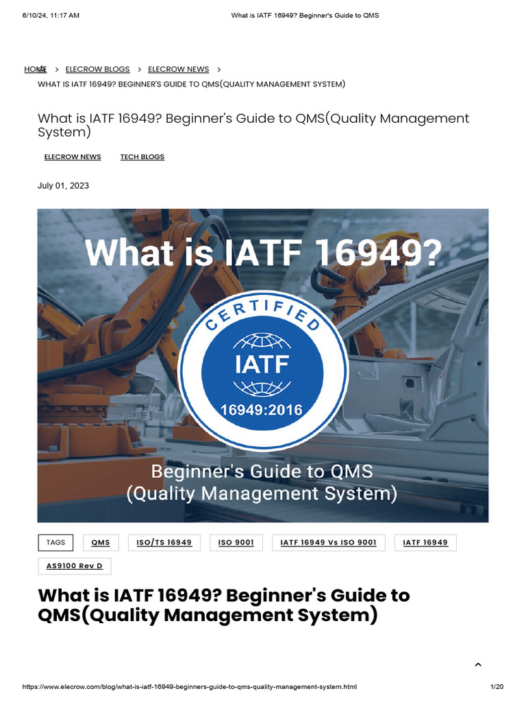 What Is IATF 16949 - Beginner's Guide To QMS | Download Free PDF | Quality Management System ...